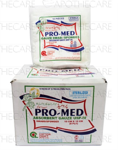 Gauze Swab Sponges Sterilized 15cmx15cm 100's 8Ply